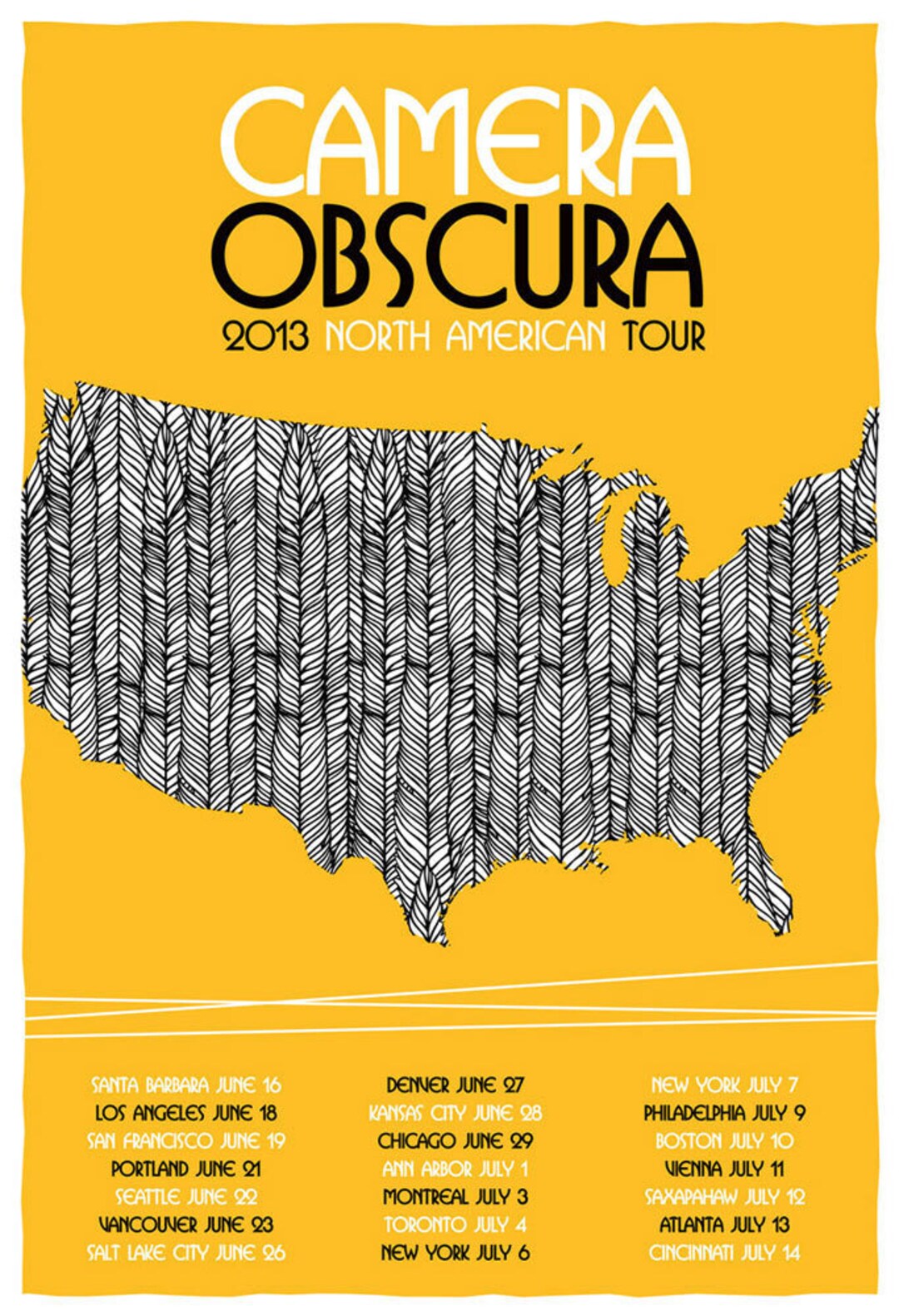 Camera Obscura Tour Screenprint Poster Hand Silkscreen Printed Rock ...