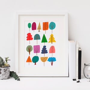 Giclee Print Mid Century Style Art Print Nursery Art 17 Trees ...