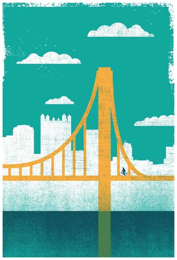 Pittsburgh Art City of Bridges 2 Silkscreen Print Pittsburgh - Etsy