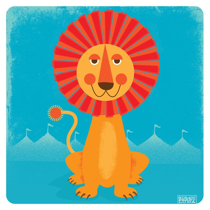 Sun Lion Art Print Modern Nursery & Kids Room Friendly 12x12 Record ...