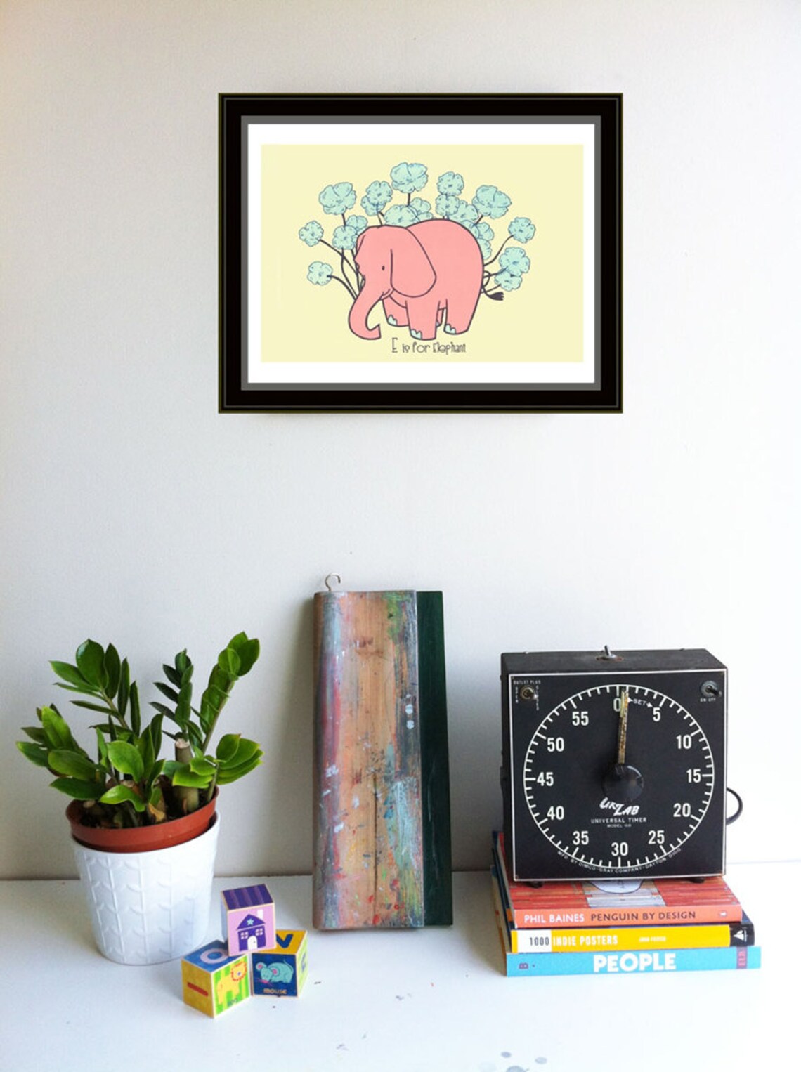Screenprint - Nursery Art Print E is for Elephant - Alphabet Print ...