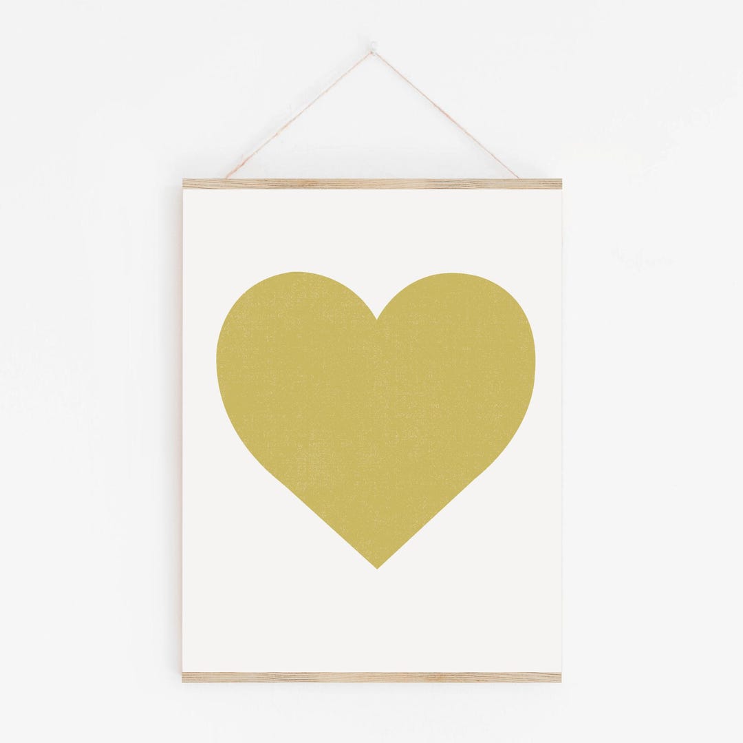 Screenprint Gold Heart Print - Minimalist Art - Modern Boho Print in ...