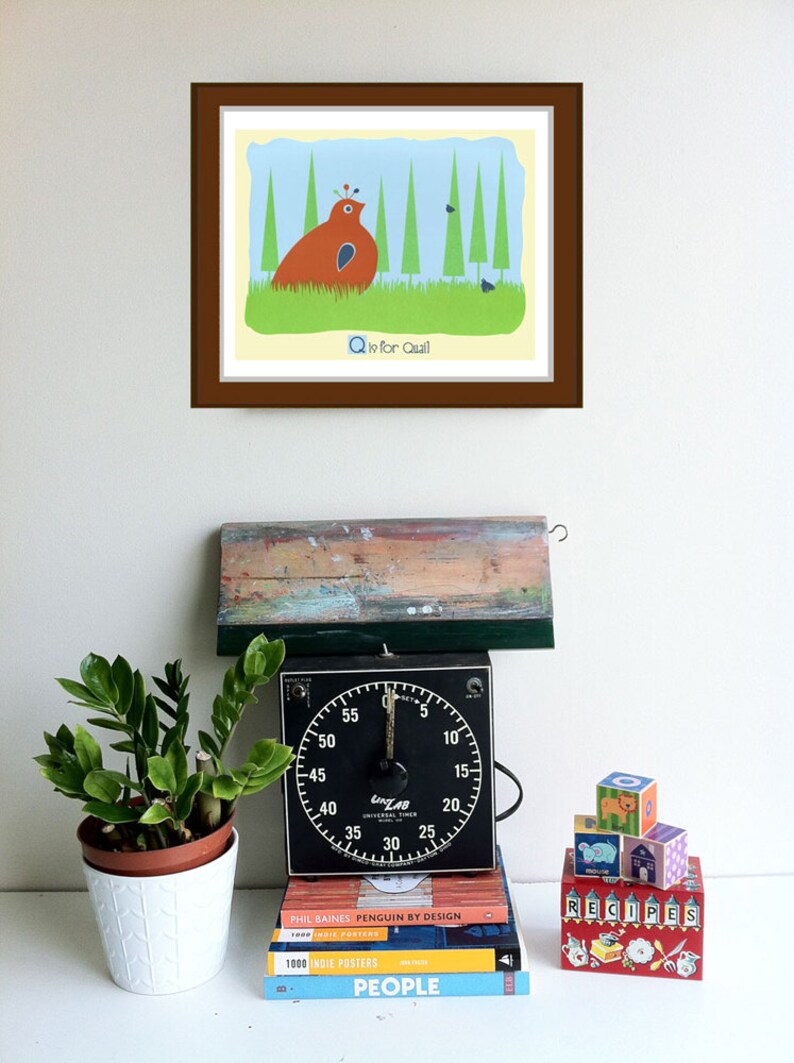 Screenprint Alphabet Print - Nursery Art Poster - Q is for Quail - Kids ...