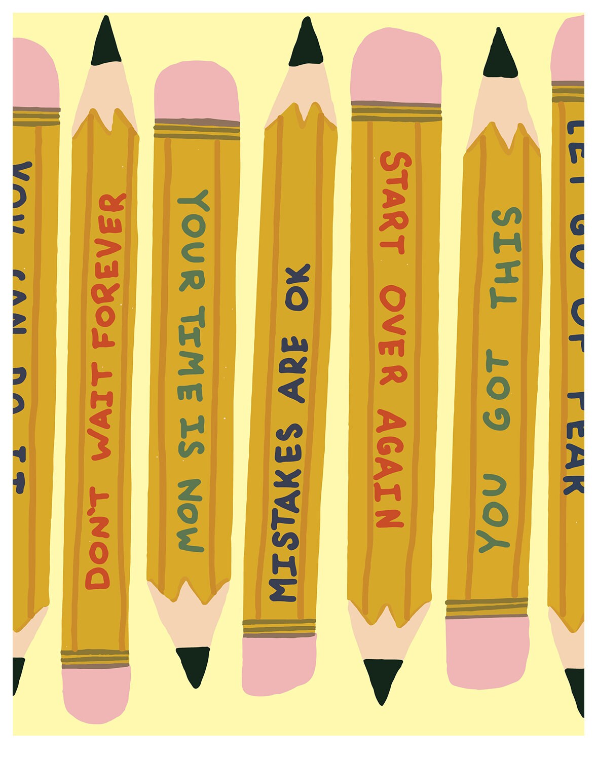 Back to School Pencils Art Print Giclee - Power up Inspirational ...