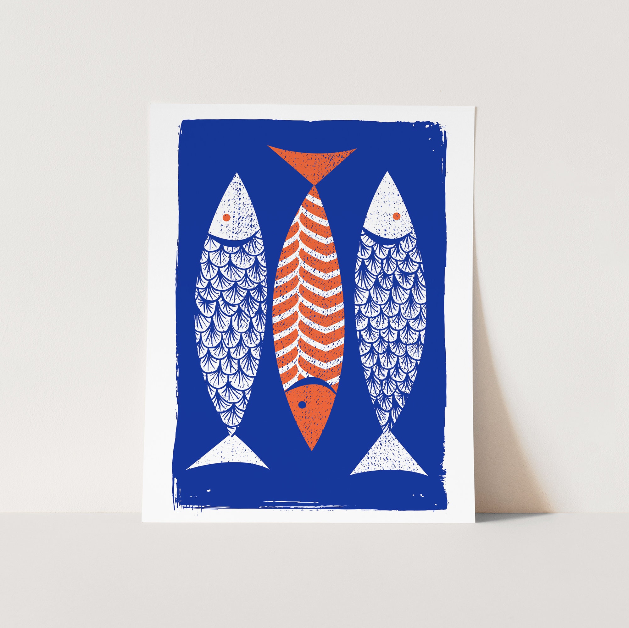 Modern Art Screenprint Scandinavian Style 3 Fish Art Print - Etsy UK