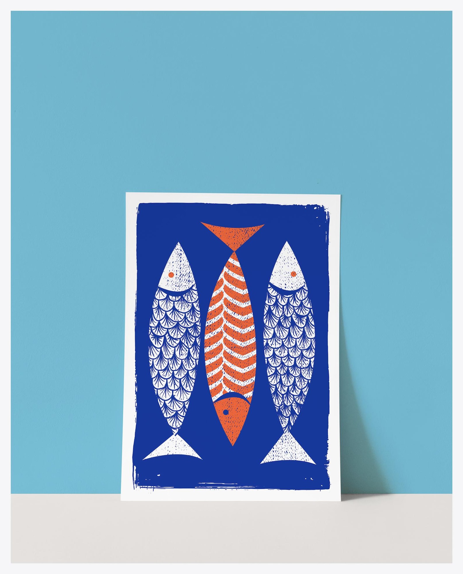 3 Fish Screenprint Art Print Modern Art Scandinavian Style - Mid ...