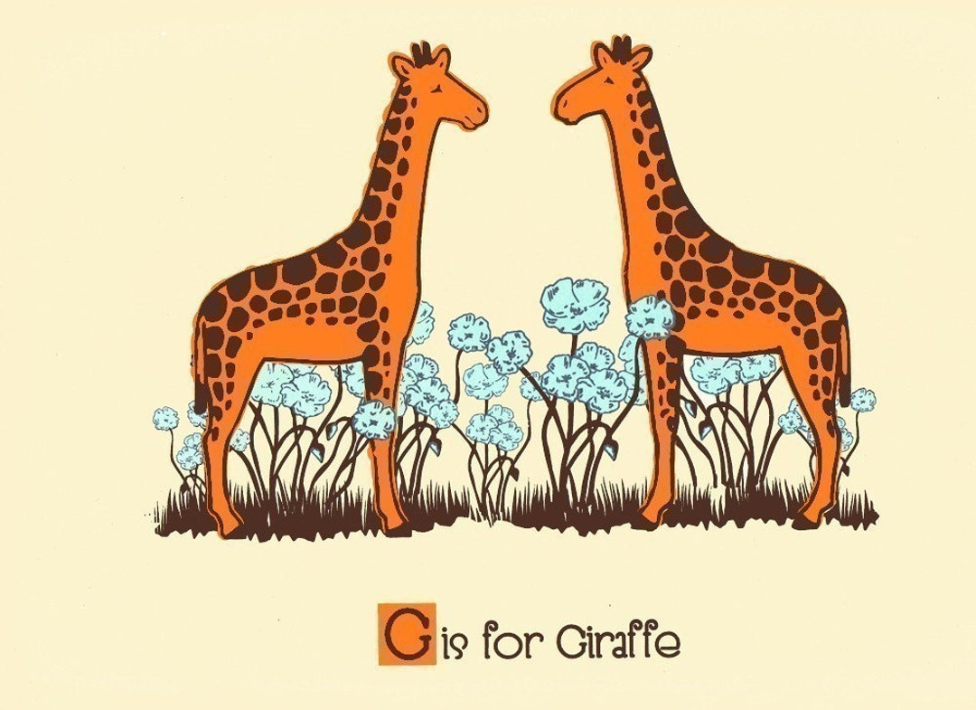 Nursery Print G is for Giraffe Alphabet Print - Screenprint Nursery Art ...