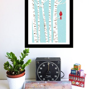Screenprint Winter Cardinal Art Print - Silkscreen Wall Art - Snowy ...