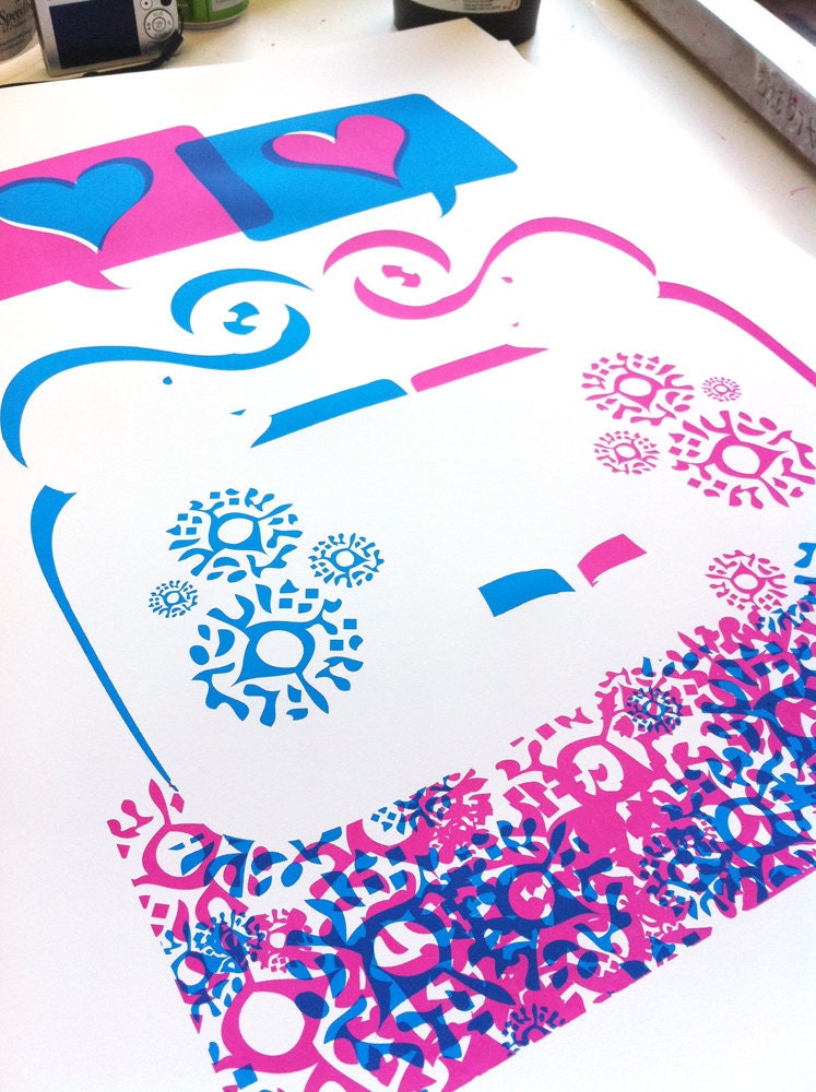 Elephants in Love - Screenprint Art Print Elephant Art Elephants Never ...