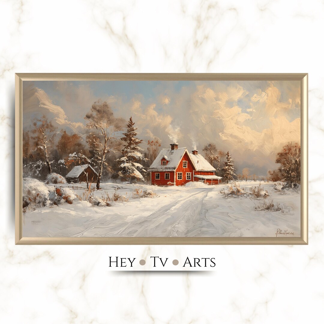 Winter Home in Sweden Frame TV Art Abstract Structure Modern Frame Art ...
