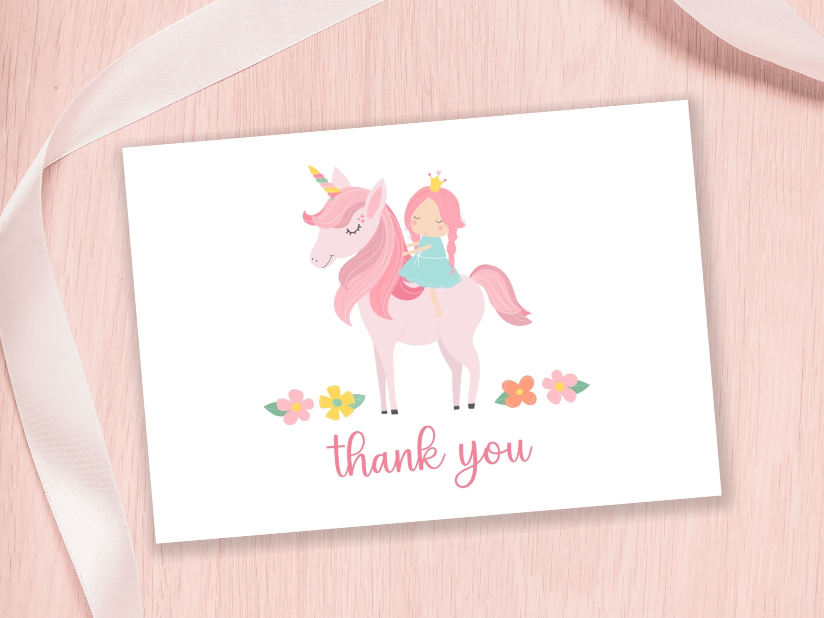 Editable Princess Birthday Thank You Card, Princess Thank You, Editable ...