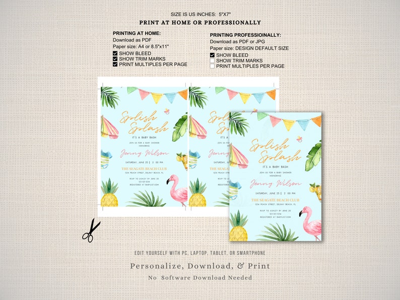 Summer Baby Shower Invite, Fully EDITABLE Invitation, Baby Shower ...