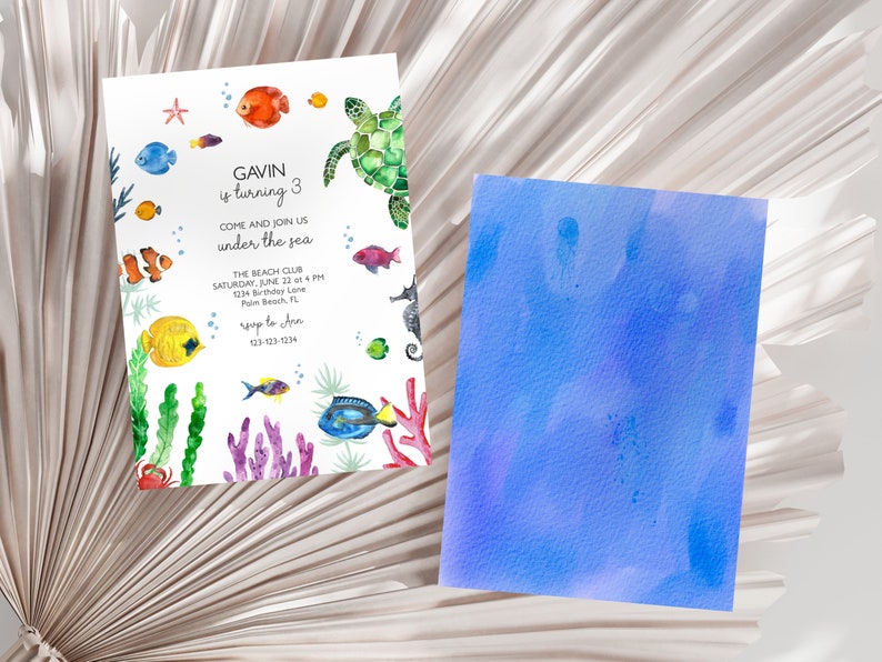 Under the Sea Birthday Invitation, Ocean Animals Party Invite, Editable ...