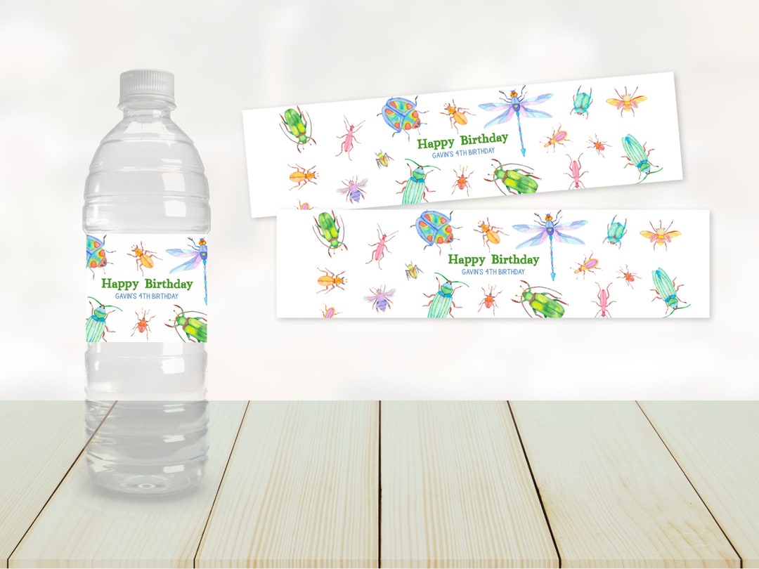 Editable Bug Birthday Water Bottle Label, Bug Water Label, Printable ...