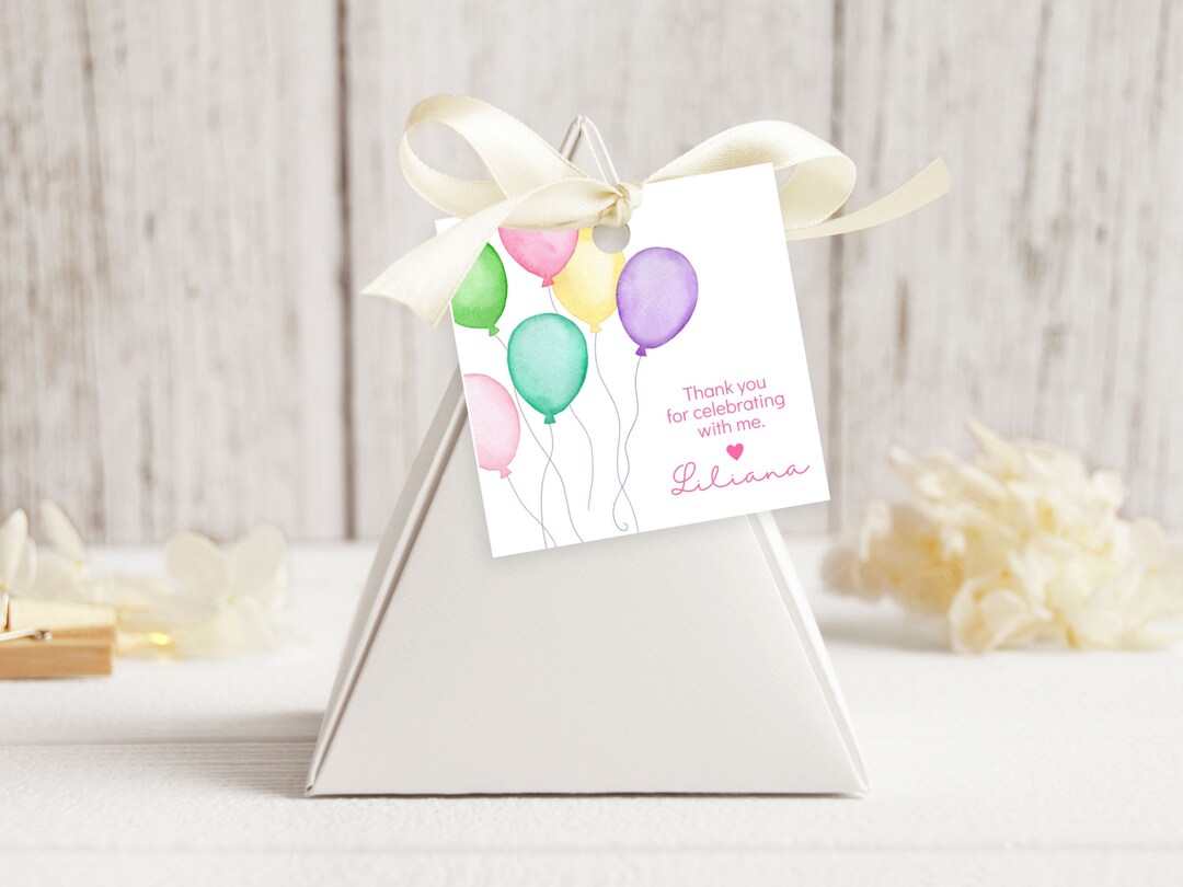 Editable Balloon Party Favor Tag, Balloon Gift Tag, Balloon Party ...