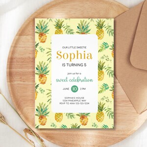Pineapple Birthday Invitation Template, Pineapple Party Invite ...