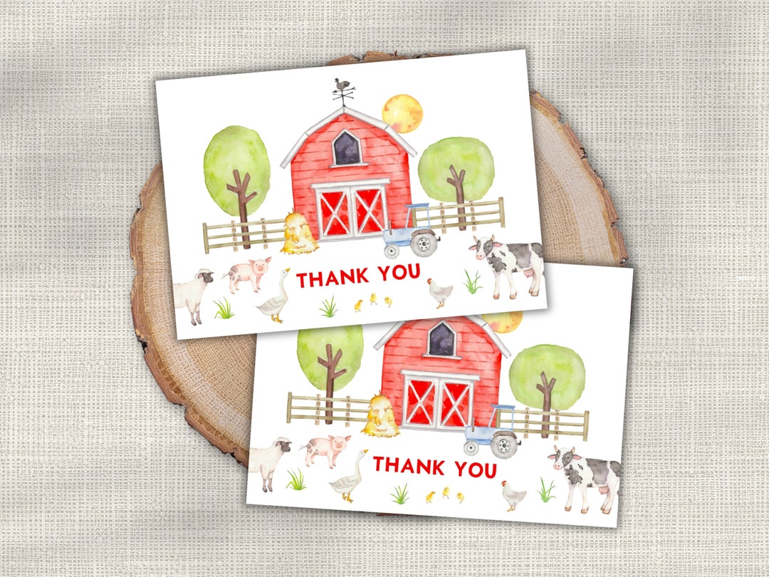 Editable Farm Thank You Card, Farm Animal Thank You, Fully Editable ...