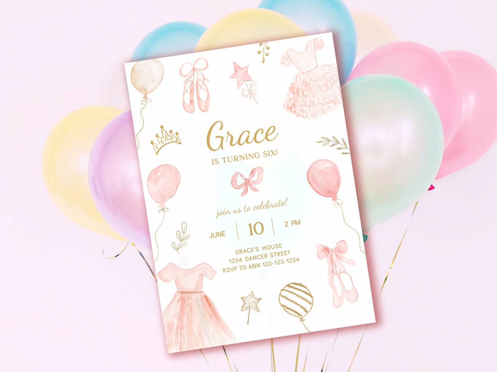 Editable Ballerina Birthday Invitation, Ballet Party Invite, Ballerina ...