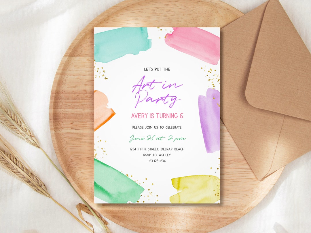 Editable Art Birthday Invitation, Painting Party Invite, Invitation ...