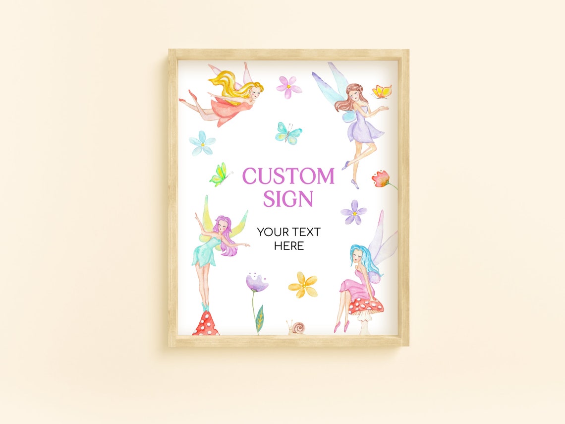 Editable Fairy Birthday Party Printable Sign, Fairy Party Sign ...