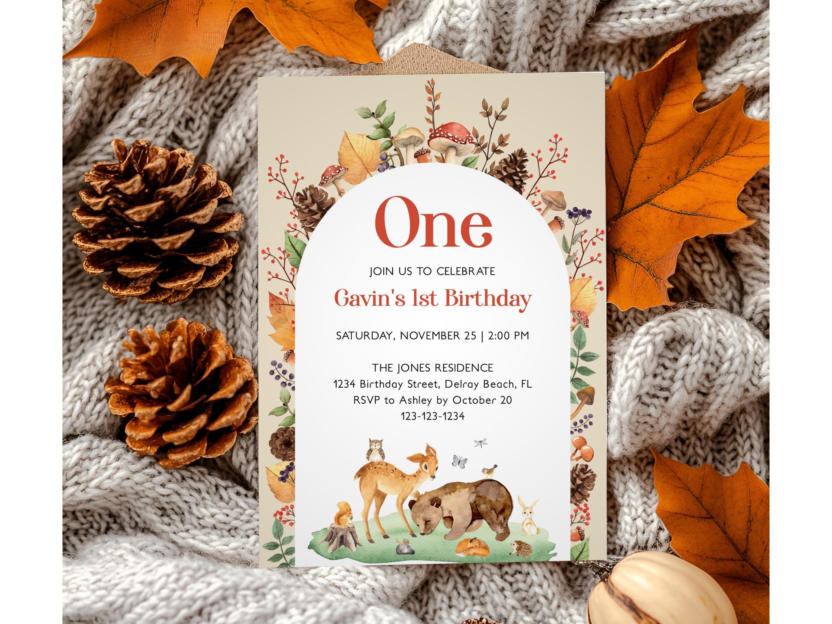 Woodland Birthday Invitation, Forest Animal Birthday Template ...