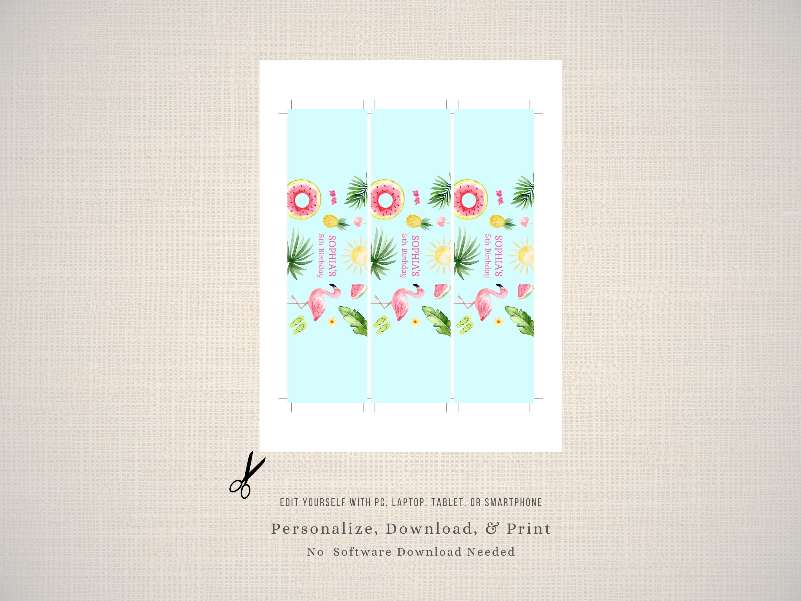 Editable Pool Party Birthday Water Bottle Label, Summer Water Label ...