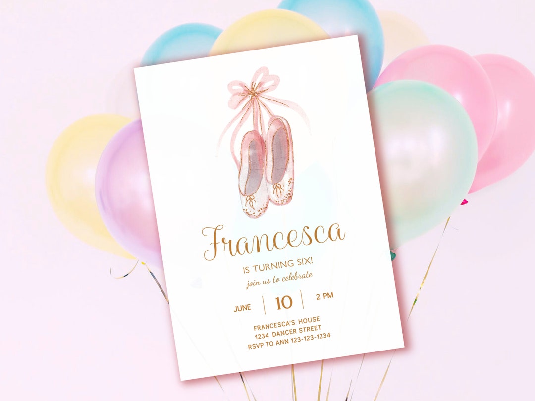 Editable Ballerina Birthday Invitation, Ballet Party Invite, Ballerina ...