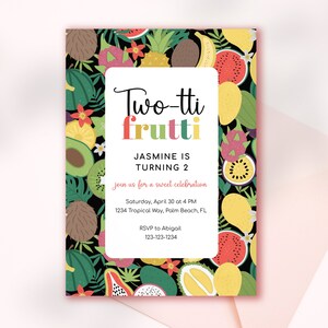Two-tti Frutti Birthday Invitation Template, Tutti Frutti Party Invite ...