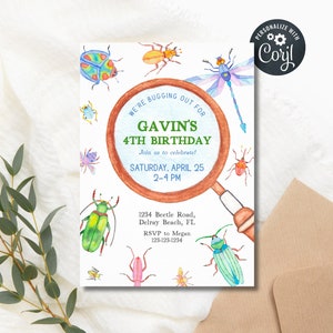 Editable Bug Birthday Invitation, Insect Party Invite, Fully Editable ...