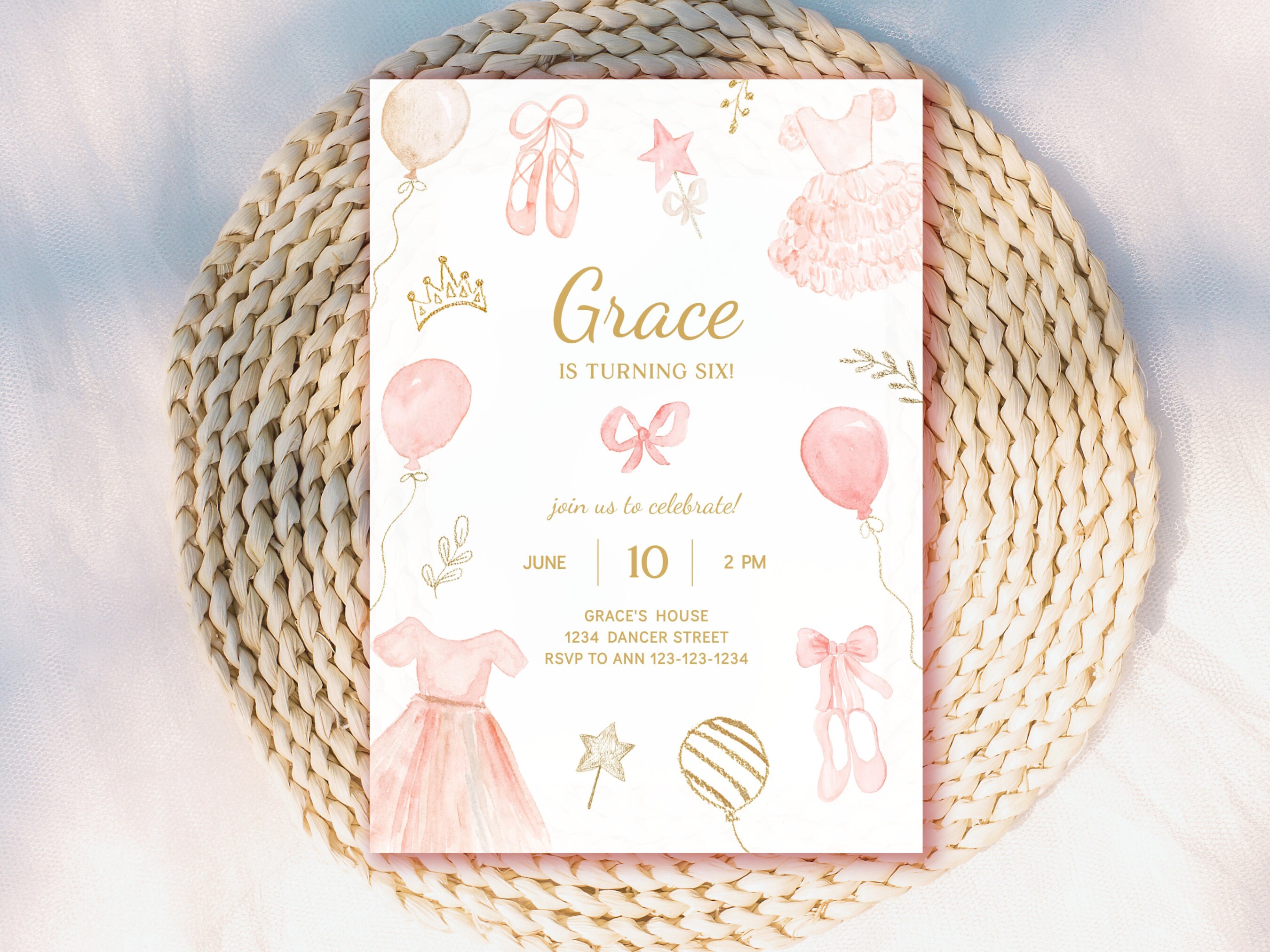 Editable Ballerina Birthday Invitation, Ballet Party Invite, Ballerina ...