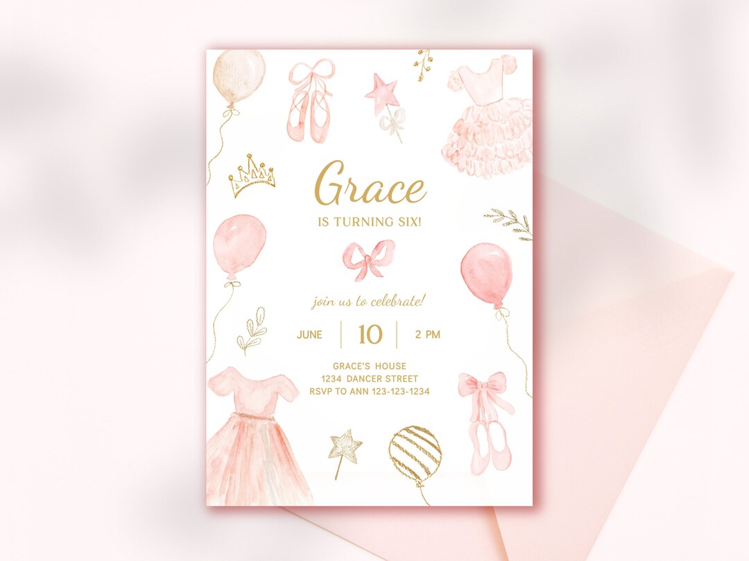 Editable Ballerina Birthday Invitation, Ballet Party Invite, Ballerina ...