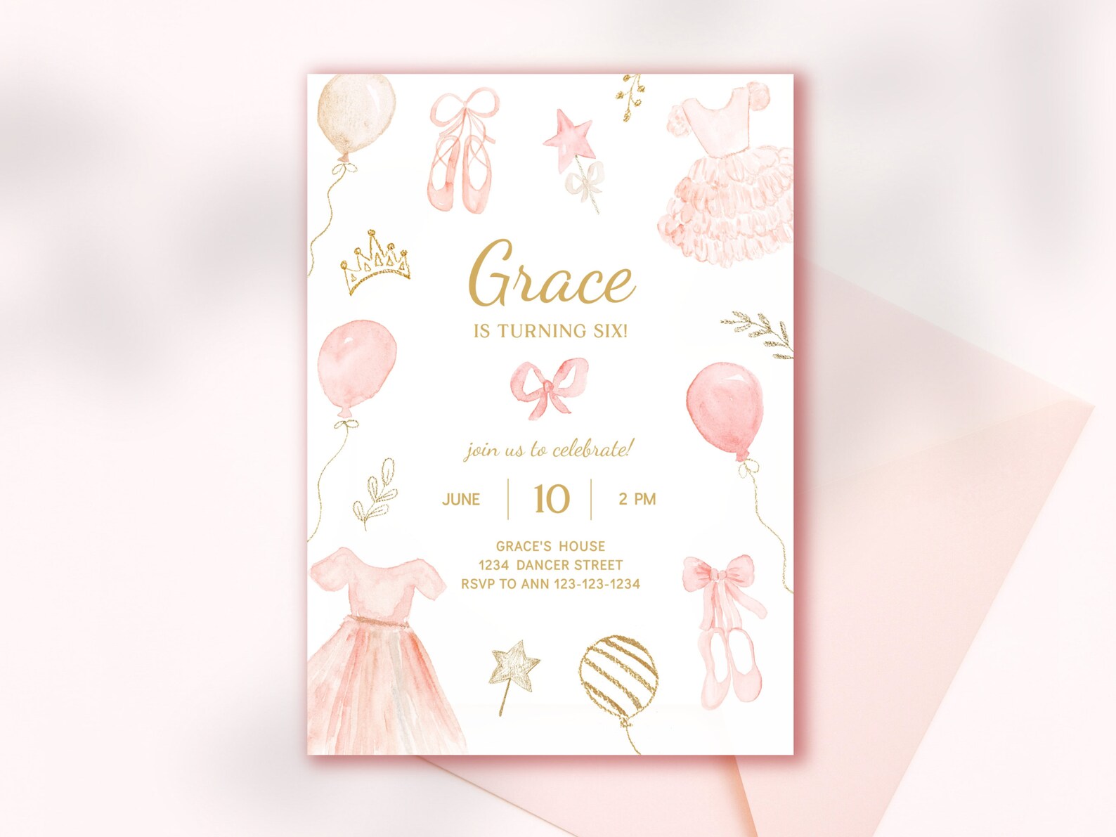 Editable Ballerina Birthday Invitation, Ballet Party Invite, Ballerina ...