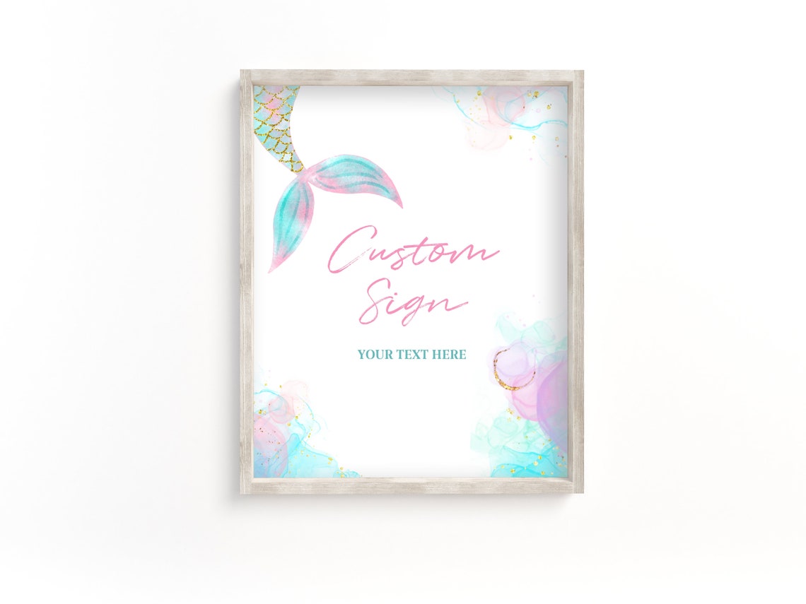 Editable Mermaid Birthday Party Printable Sign, Mermaid Party Sign ...