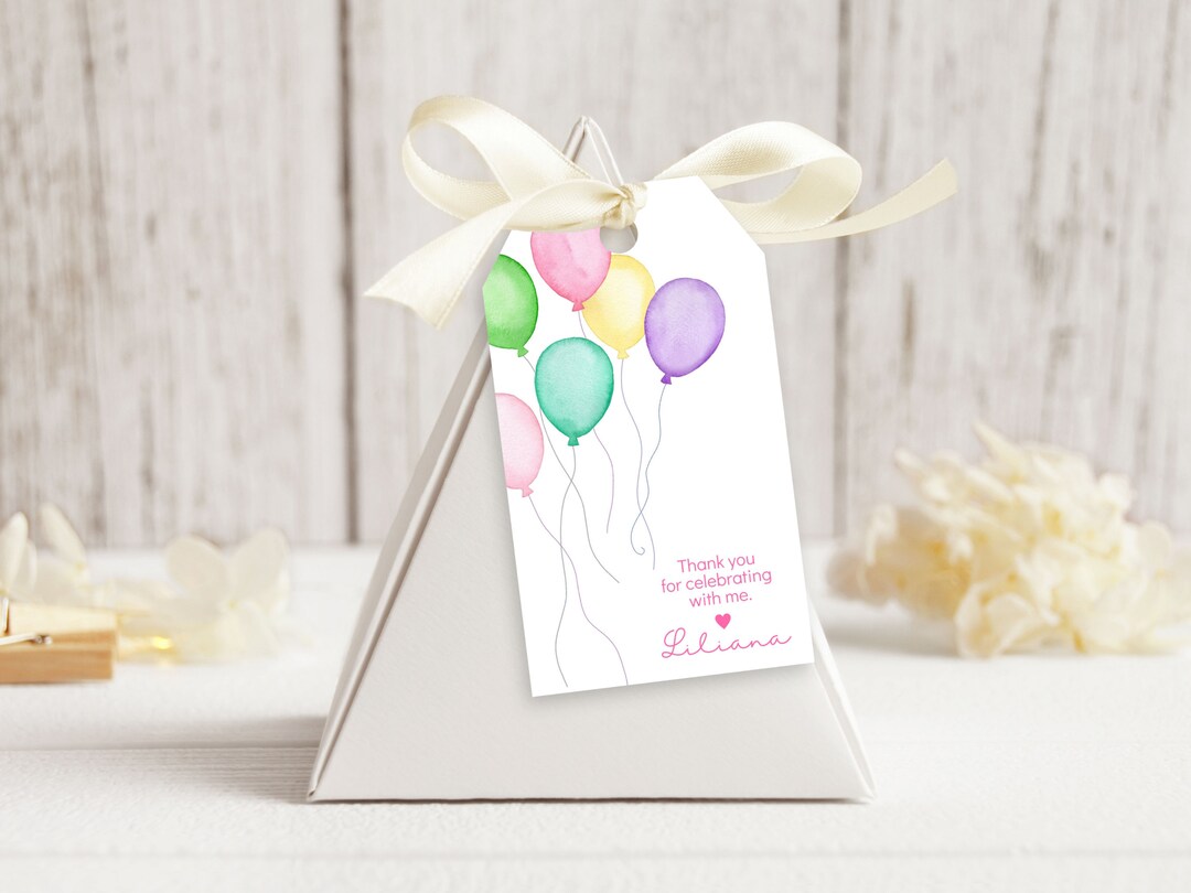 Editable Balloon Party Favor Tag for Kids, Balloon Gift Tag, Balloon ...