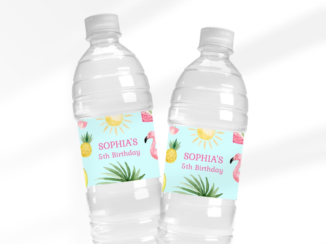 Editable Pool Party Birthday Water Bottle Label, Summer Water Label ...