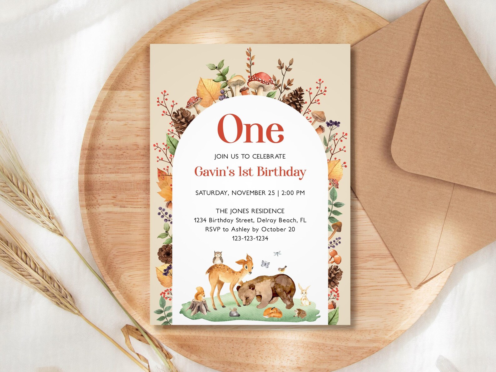 Woodland Birthday Invitation, Forest Animal Birthday Template ...
