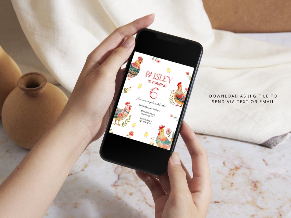 Editable Chicken Birthday Invitation, Farm Party Invite, Editable ...