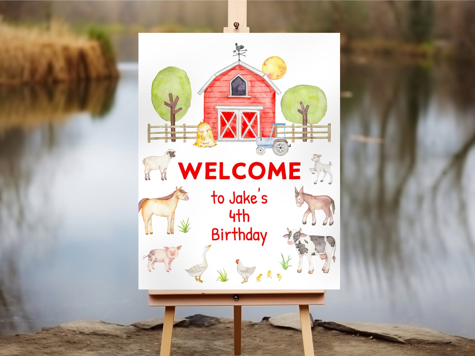 Editable Farm Welcome Sign, Farm Animal Birthday Party Sign, Farm Party ...