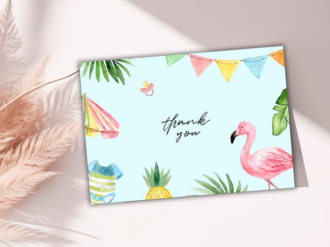 Editable Summer Thank You Card, Baby Shower Thank You, Summer Baby ...