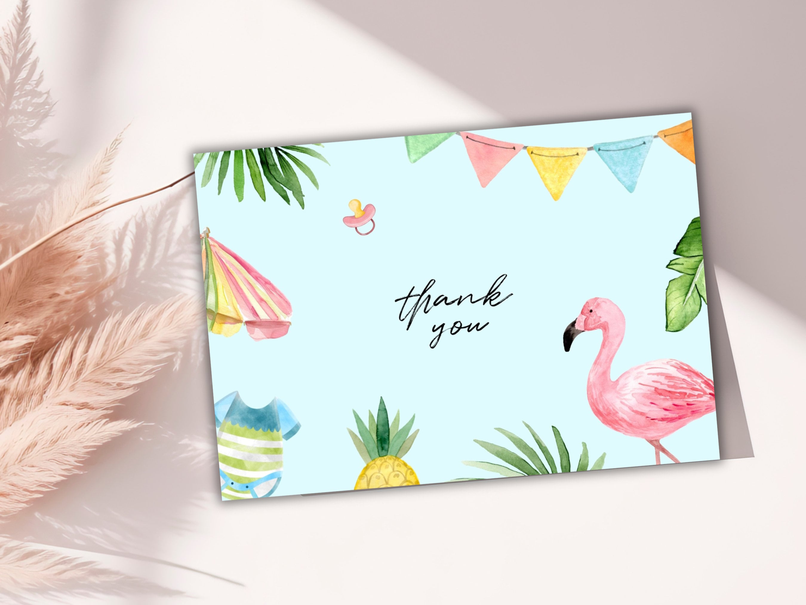 Editable Summer Thank You Card, Baby Shower Thank You, Summer Baby ...