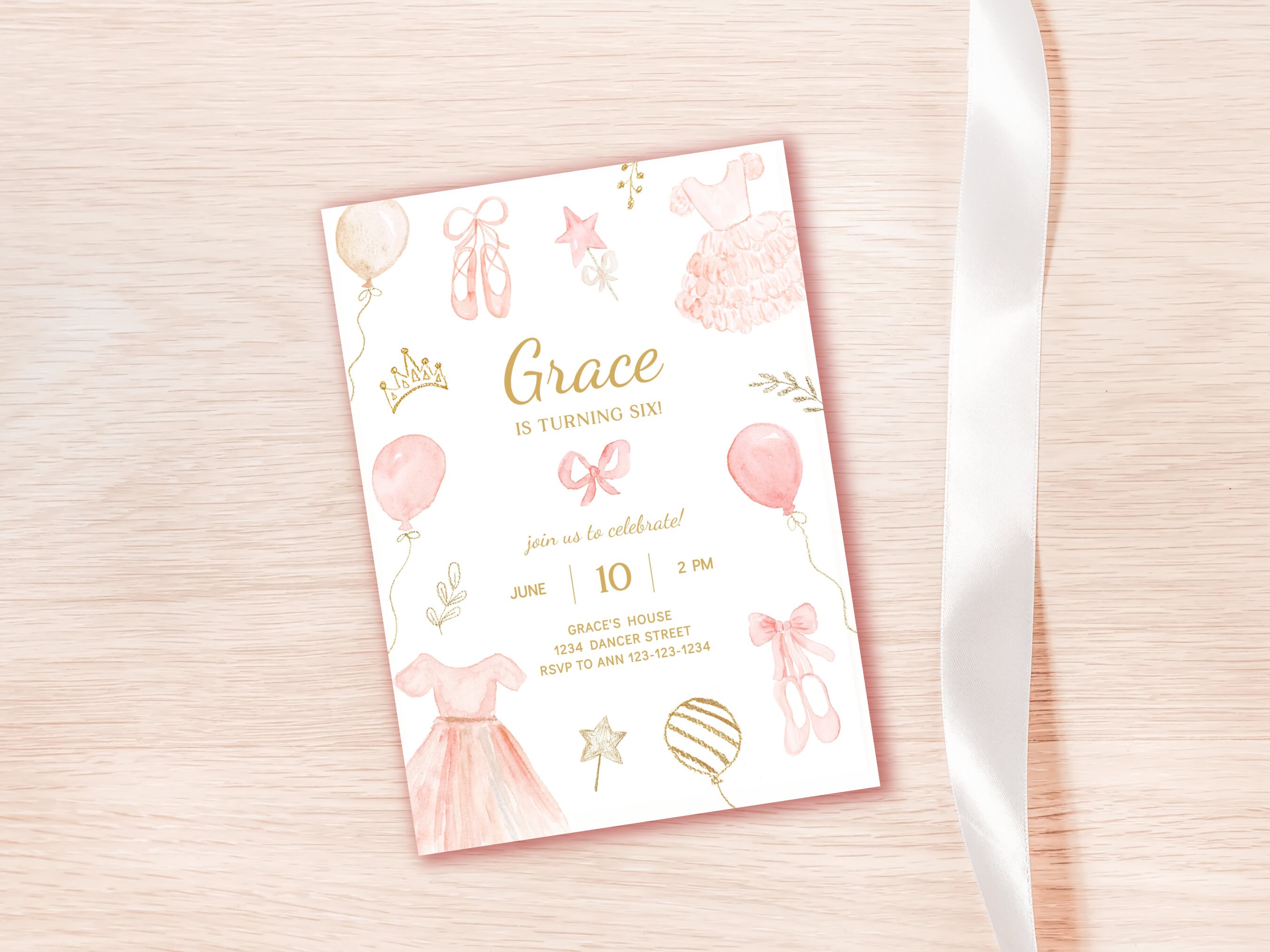 Editable Ballerina Birthday Invitation, Ballet Party Invite, Ballerina ...