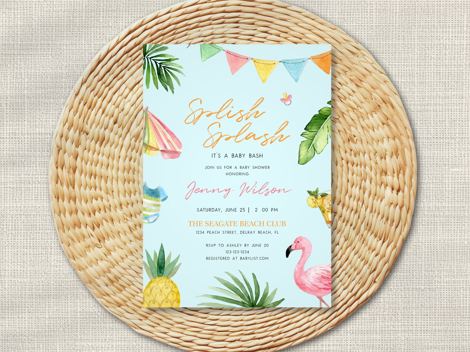 Summer Baby Shower Invite, Fully EDITABLE Invitation, Baby Shower ...