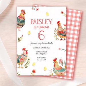 Editable Chicken Birthday Invitation, Farm Party Invite, Editable ...