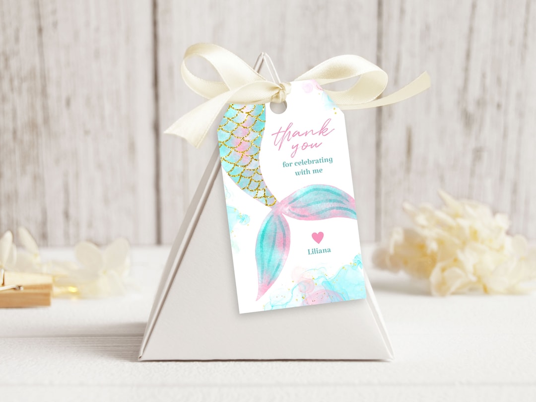Editable Mermaid Party Favor Tag for Kids, Mermaid Gift Tag, Under the ...