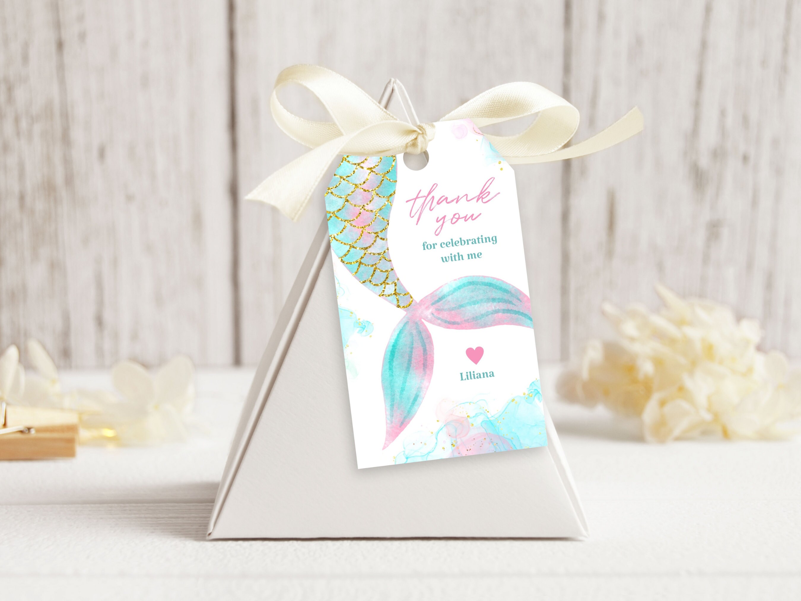 Editable Mermaid Party Favor Tag for Kids, Mermaid Gift Tag, Under the ...