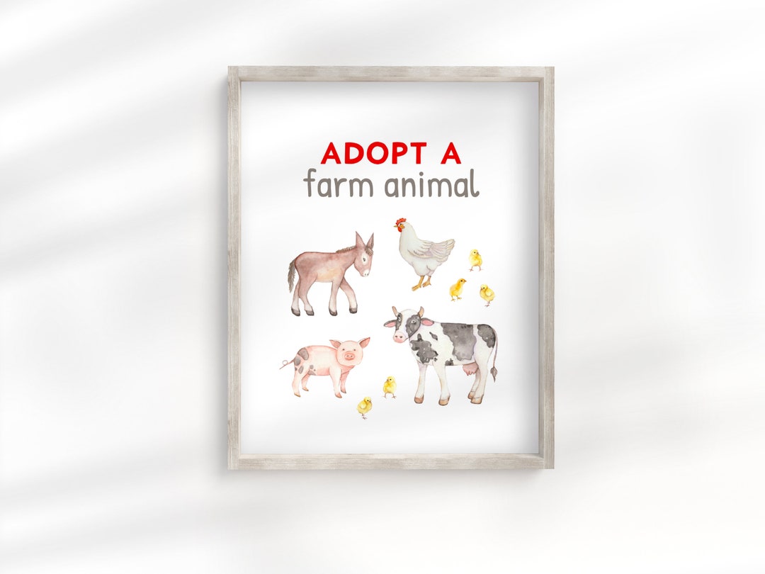 Adopt a Farm Animal Printable Sign, Farm Party Sign, Adopt a Farm ...