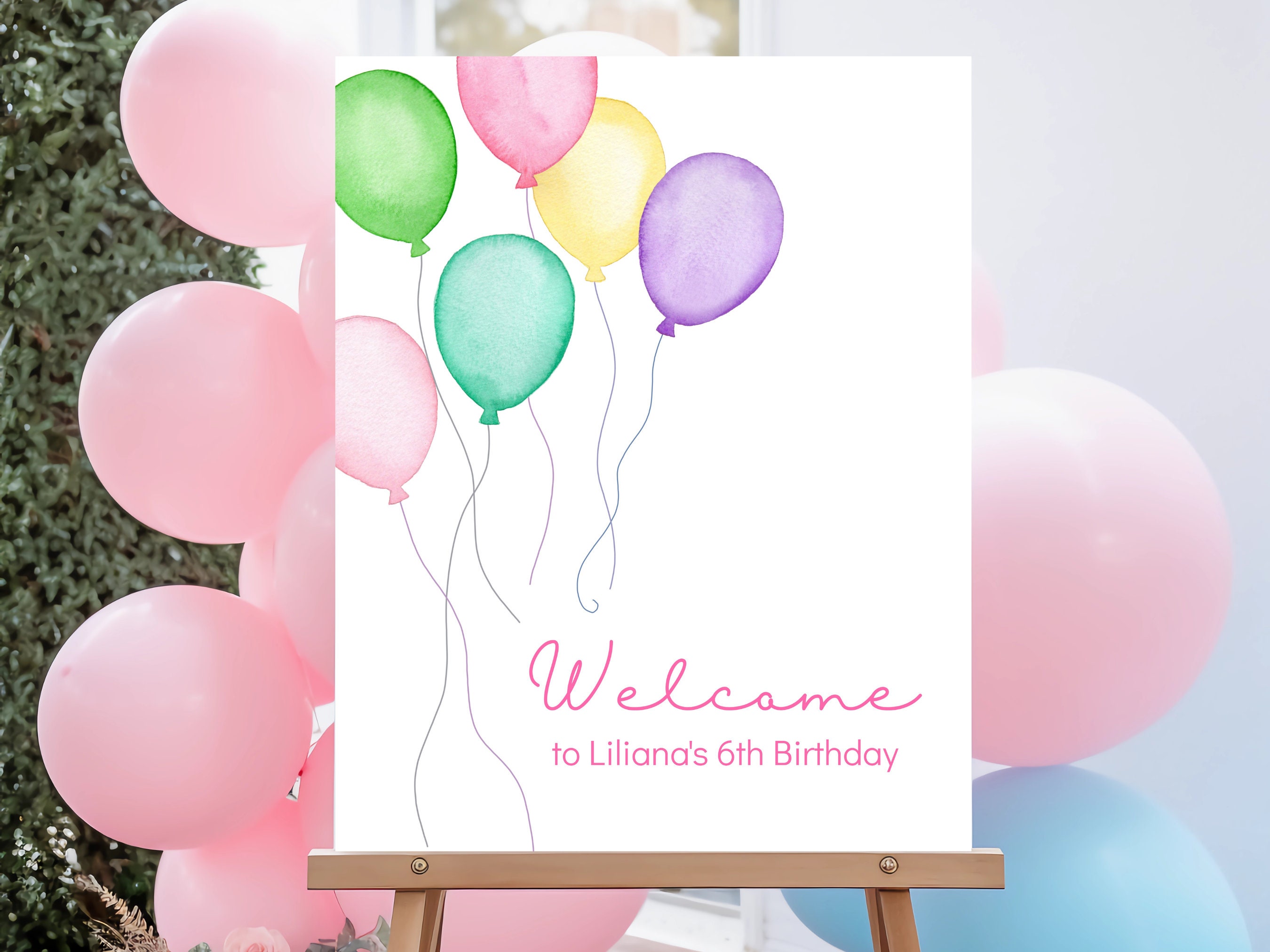 Editable Balloon Welcome Sign, Balloon Birthday Party Sign, Birthday ...