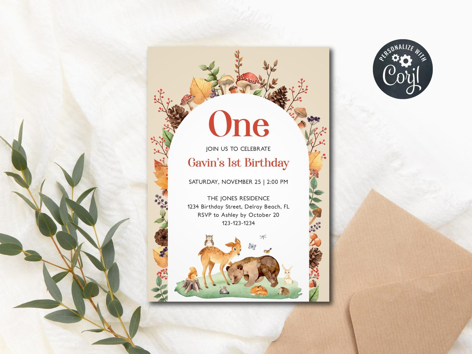 Woodland Birthday Invitation, Forest Animal Birthday Template ...