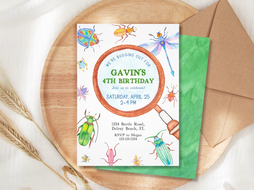 Editable Bug Birthday Invitation, Insect Party Invite, Fully Editable ...