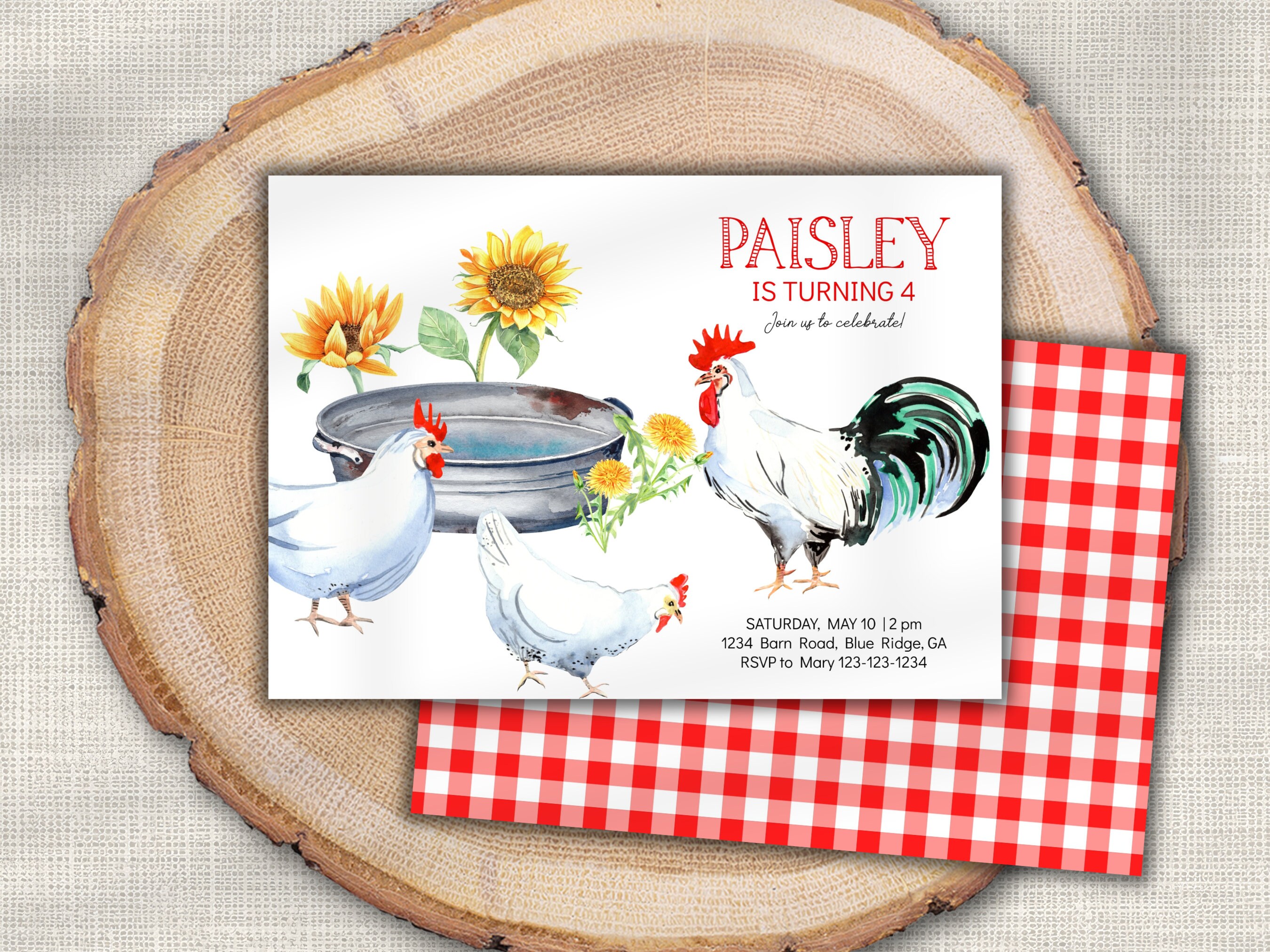 Editable Chicken Birthday Invitation, Farm Party Invite, Editable ...